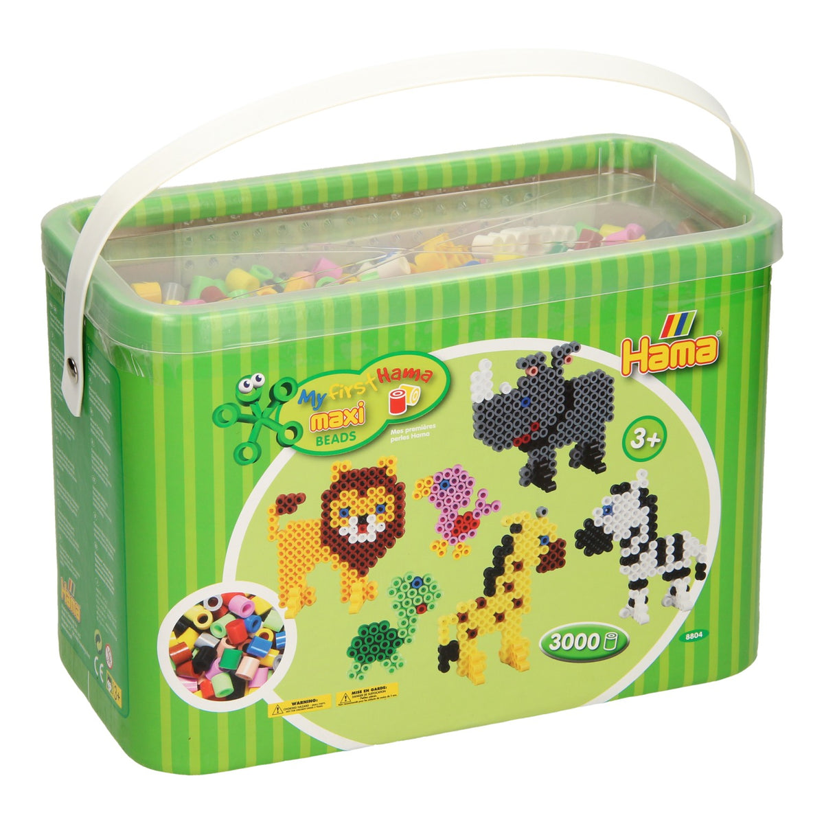 HAMA BEADS - MAXI - Pegboard in bucket - 3000 – Sauterelles et Coccinelles