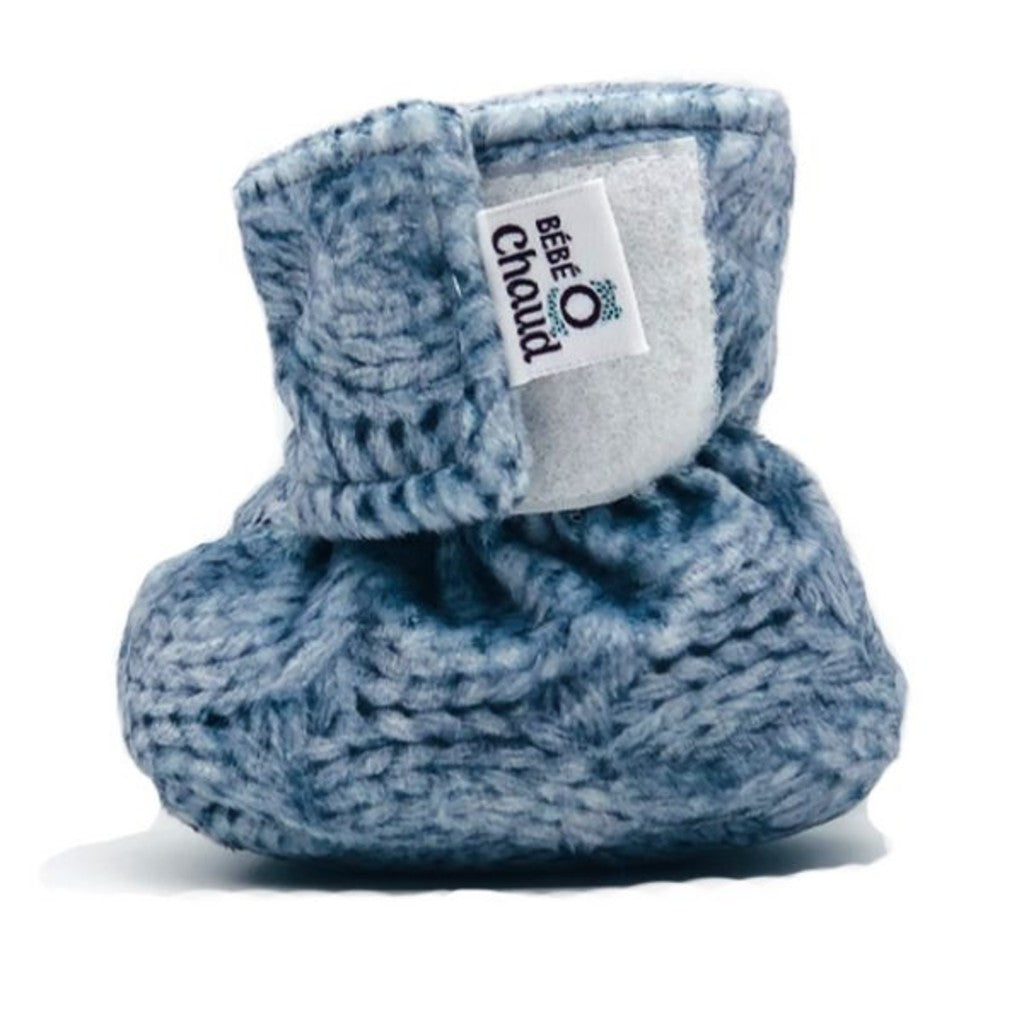 Pantoufle à velcro - Laine grise – Sauterelles et Coccinelles